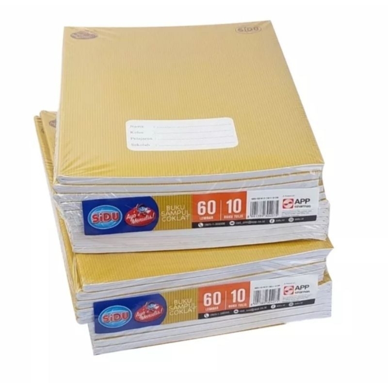 Jual BUKU TULIS PENDEK SIDU KRAFT SAMPUL COKLAT ISI 30/40/60 LEMBAR (10 ...