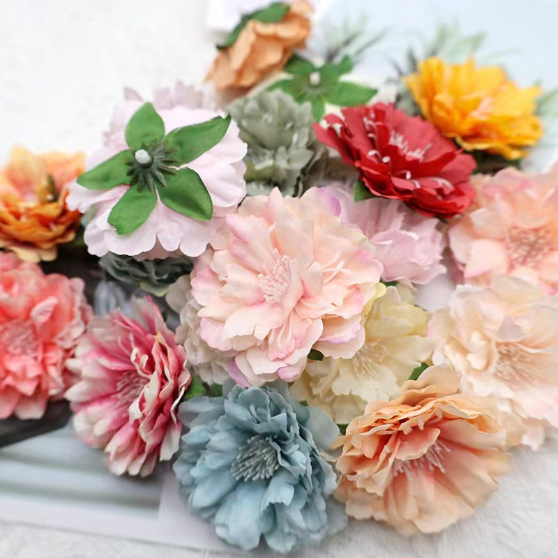 Jual Kepala Bunga - Peony 6 cm Artificial Flower Kain Peoni Mekar Rose Mawar Kelopak Putik Putih ...