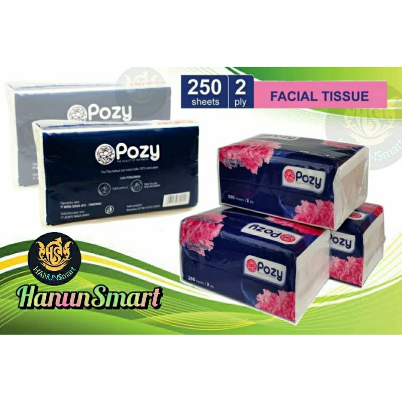 Jual tisu POZY 250 sheet 2 play facial tissue 250sheet 2ply tissu lap ...