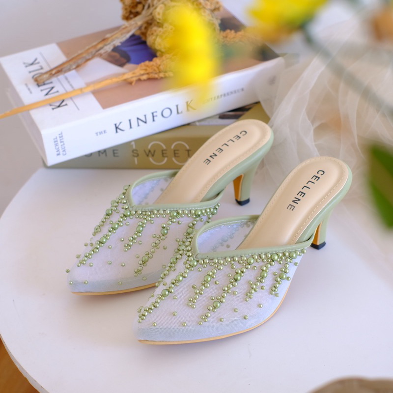Jual Eigypt Beads Heels Sage Green / Wedding Shoes by CELLENE / sepatu ...