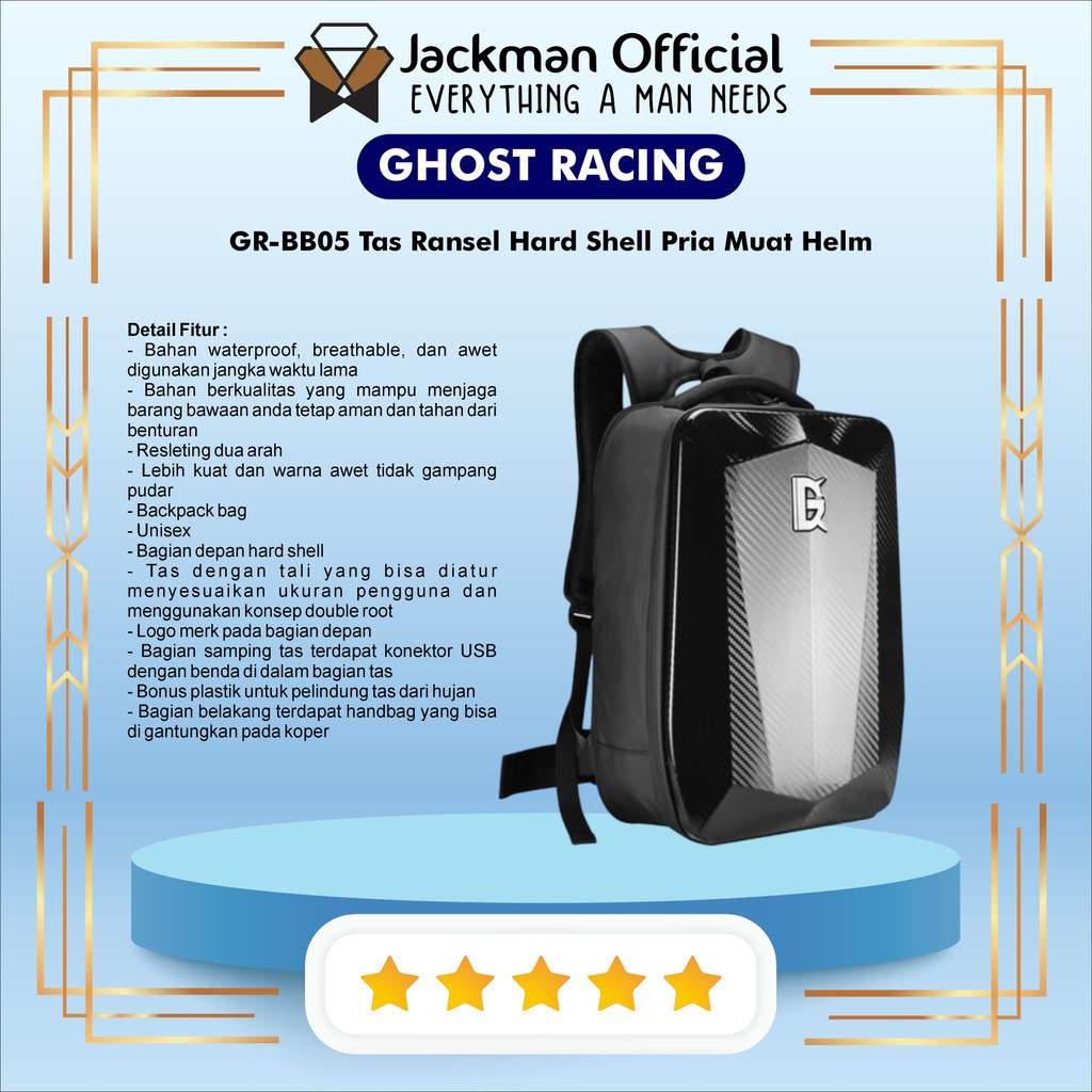 Jual GHOST RACING GR-BB05 - Tas Ransel Hard Shell Pria Muat Helm ...