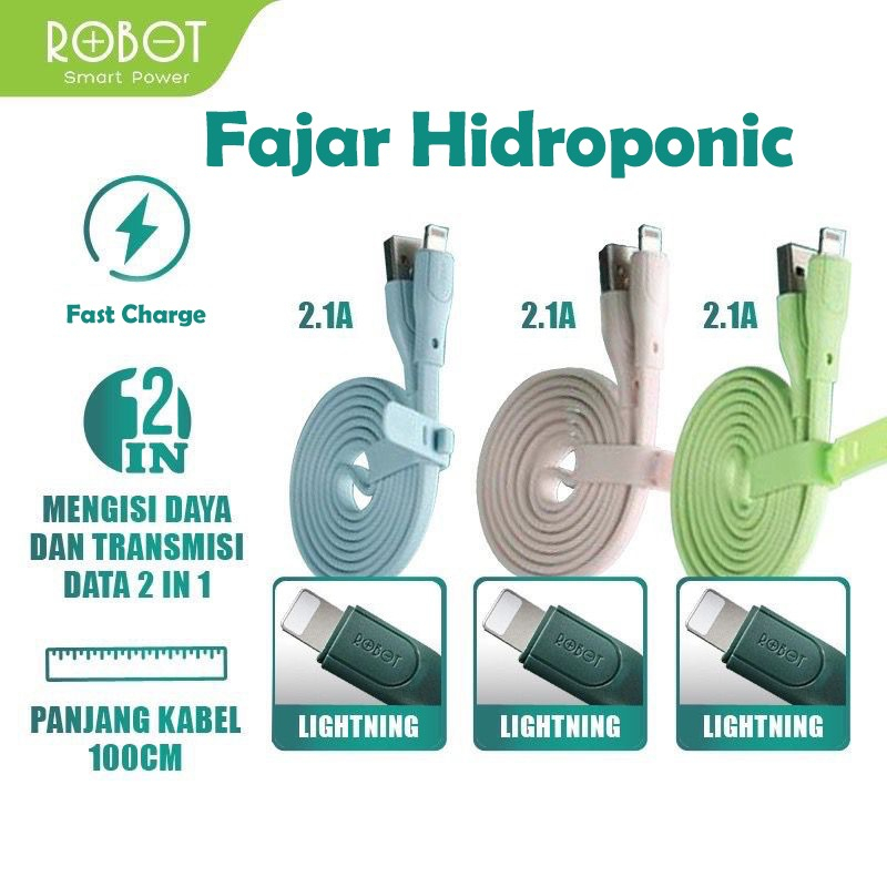 Jual KABEL DATA Lightning ROBOT RGL100 2.1 A 100cm Iphone/ipad Colorful ...