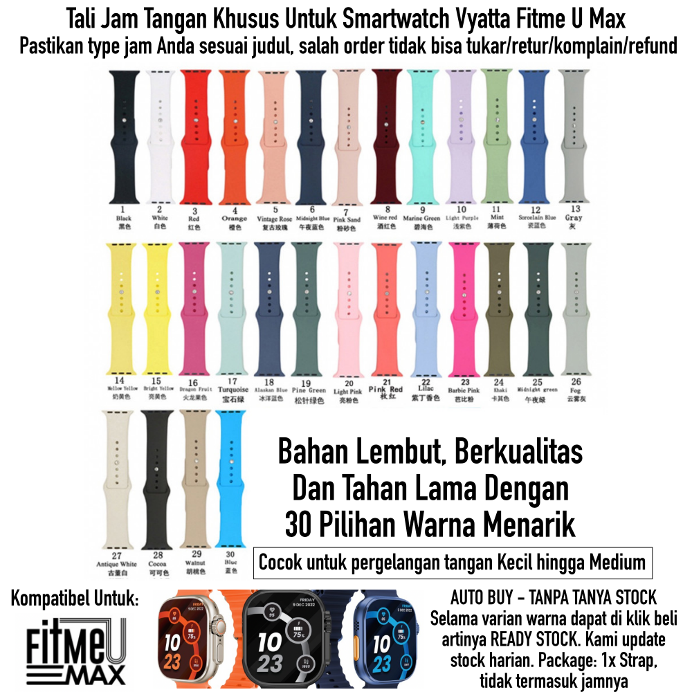 Jual Tali Jam Tangan Smartwatch Vyatta Fitme U Max - Colorful Warna ...