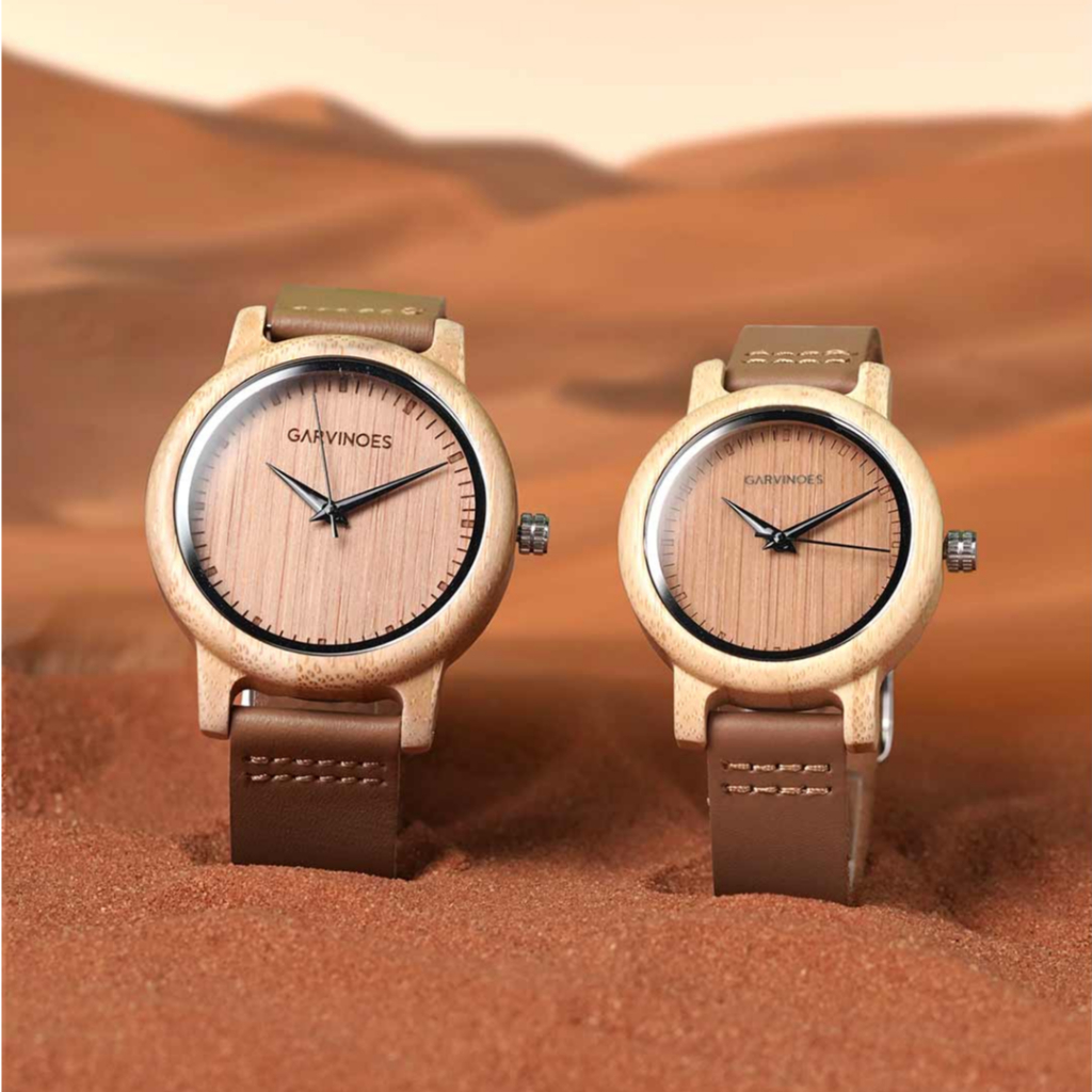 Jual GARVINOES Mocha Leather Men & Mocha Leather Women Jam Tangan Kayu ...