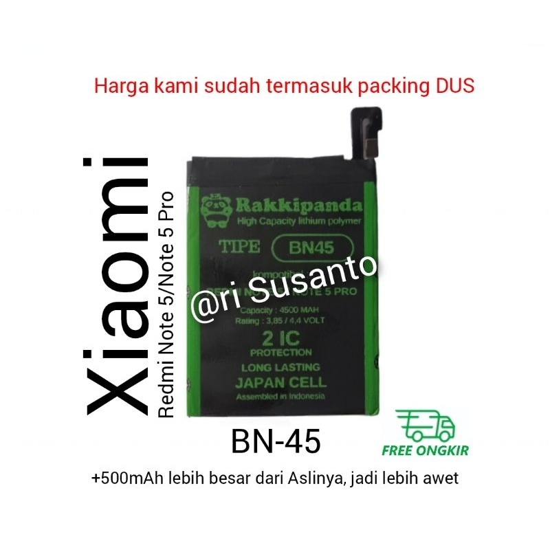 Jual Baterai Rakkipanda BN45 for XIAOMI REDMI NOTE 5 / NOTE 5 PRO ...