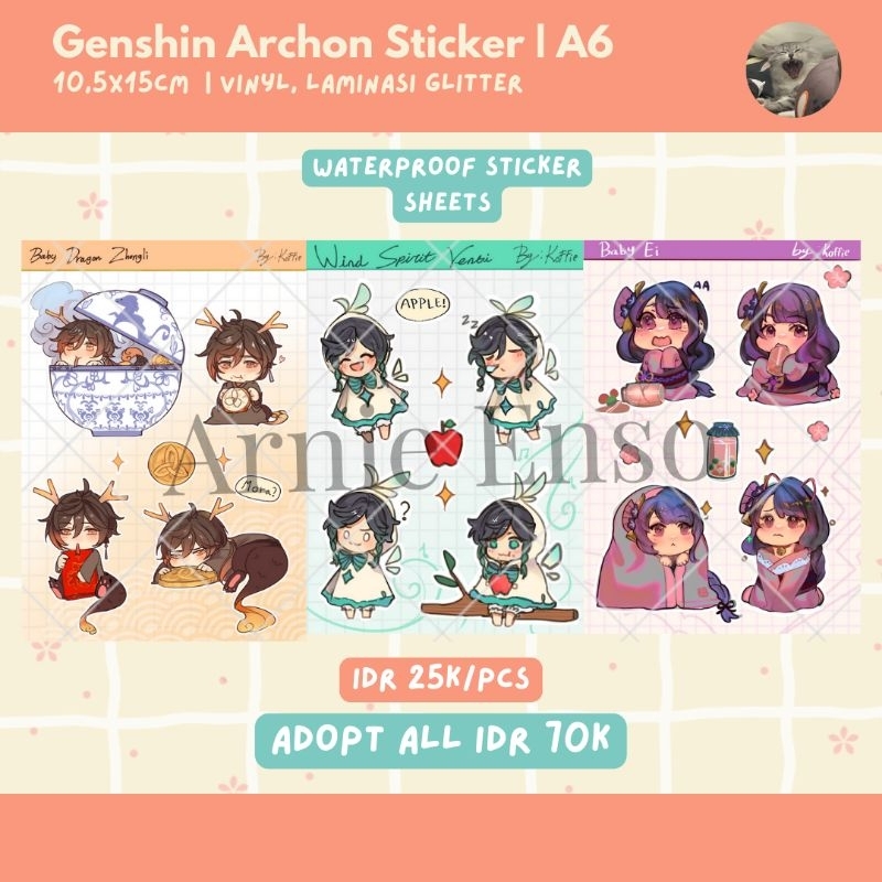 Jual Sticker stiker genshin impact venti ei raiden shogun zhongli ...