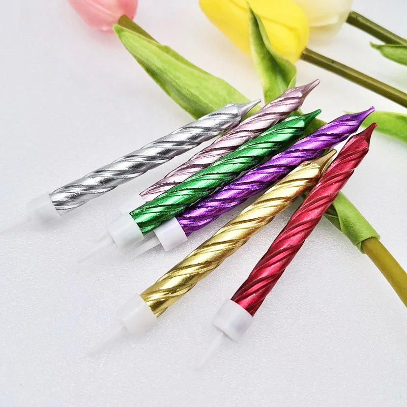 Jual Lilin Ulang Tahun 10 pcs Spiral Pendek Warna Emas Gold Metalik ...