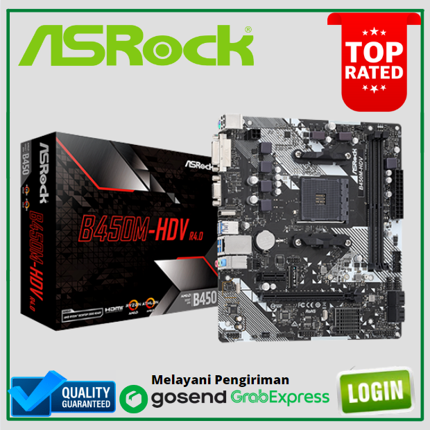 Jual Asrock B450M-HDV (AM4, AMD Promontory B450, DDR4, USB3.1, SATA3 ...