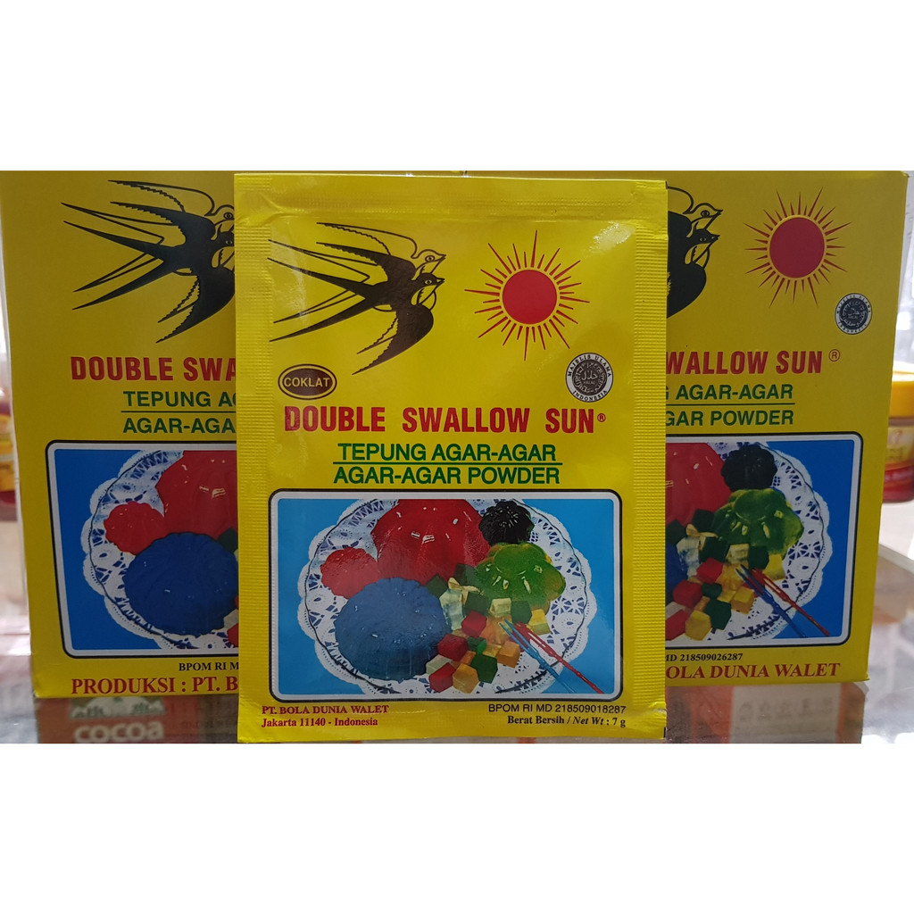 Jual AGAR-AGAR Double Swallow Sun Sachet 7 gram / Tepung Agar-agar ...