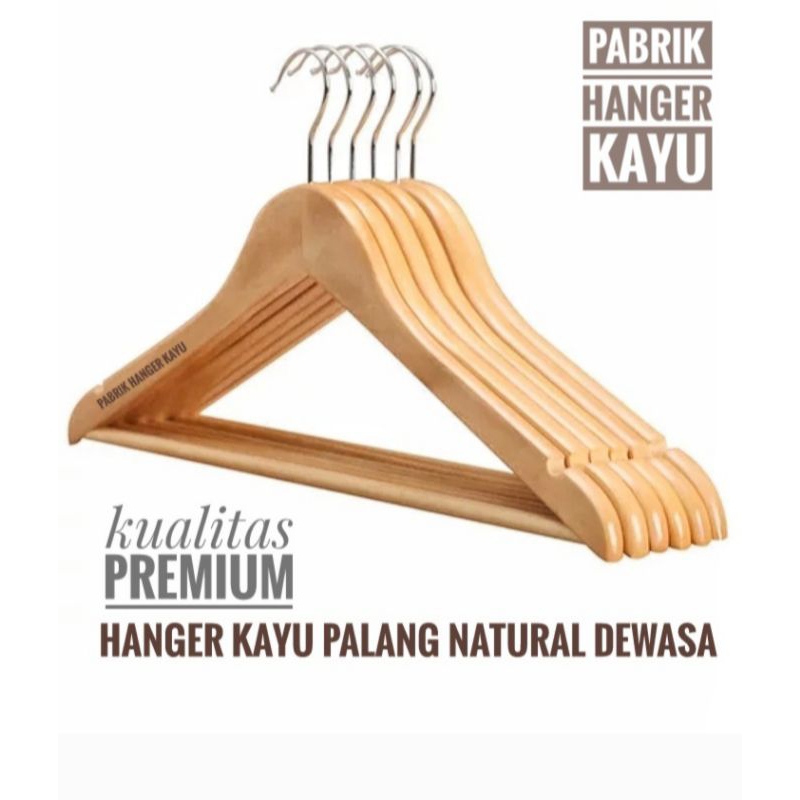 Jual HANGER KAYU NATURAL PALANG DEWASA PREMIUM (ISI 10 PCS) | Shopee ...