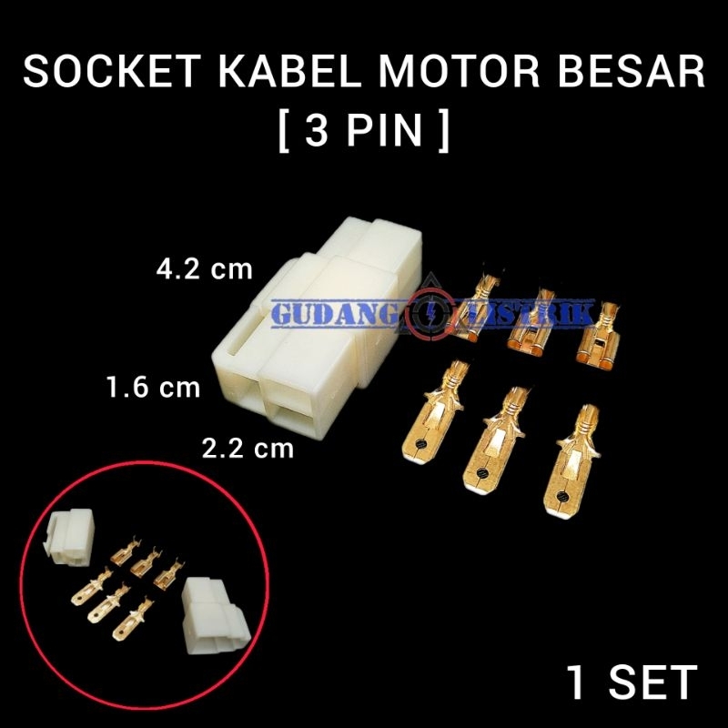 Jual Socket Scun 3 Pin Besar Soket Kabel Motor Mobil Konektor Kabel ...