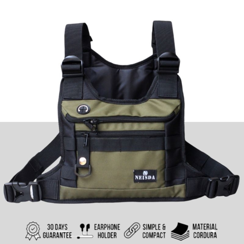 Jual Tas Rompi Dada Premium Neisda Hijau Army Chest Bag Tactical Pria ...