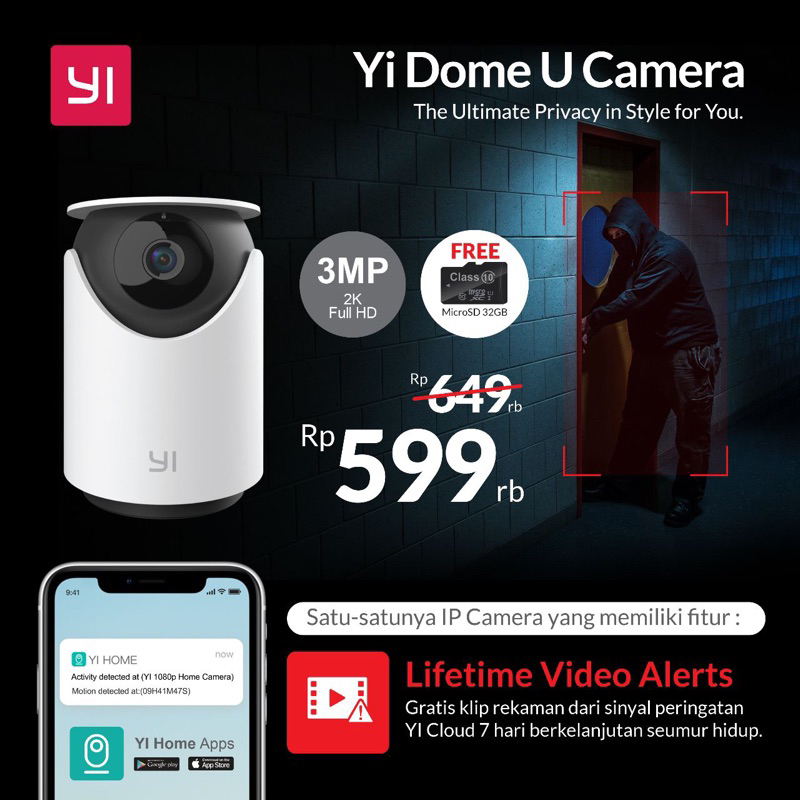 Jual Cctv Wifi Yidome U 2K 3Mp Ip Camera Pan n Tilt Full HD Garansi ...