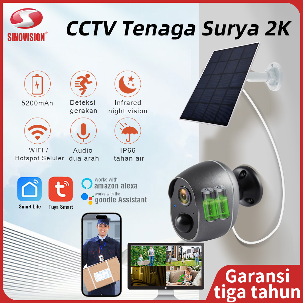 Jual SINOVISION S1 cctv wireless solar ip camera wifi wireless battery ...