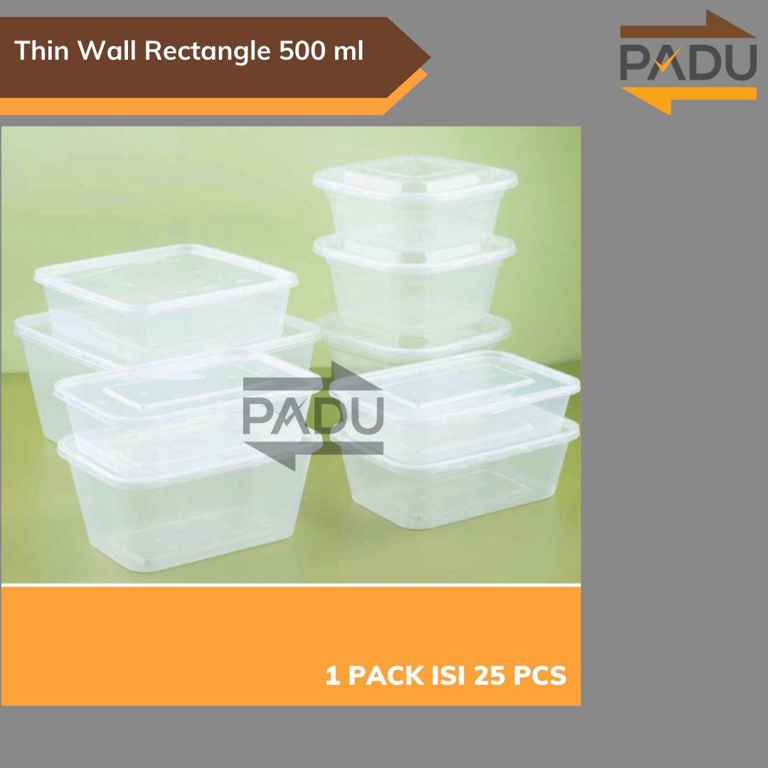 Jual [25 Pcs] Thinwall Rectangle 500ml - Kotak Makan Plastik/Food Container | Shopee Indonesia