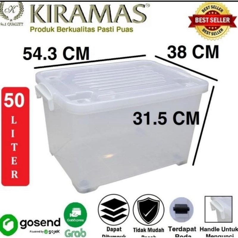 Jual Box Container 50 liter Kiramas 1038 AR / Kotak plastik transparan ...