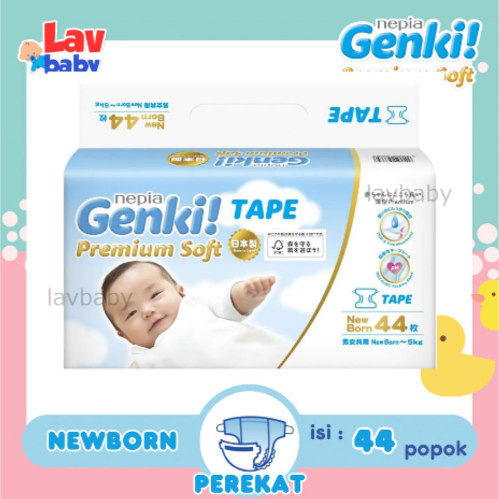 Jual ECER - NEPIA genki NB Newborn diapers isi 44 LAV | Shopee Indonesia
