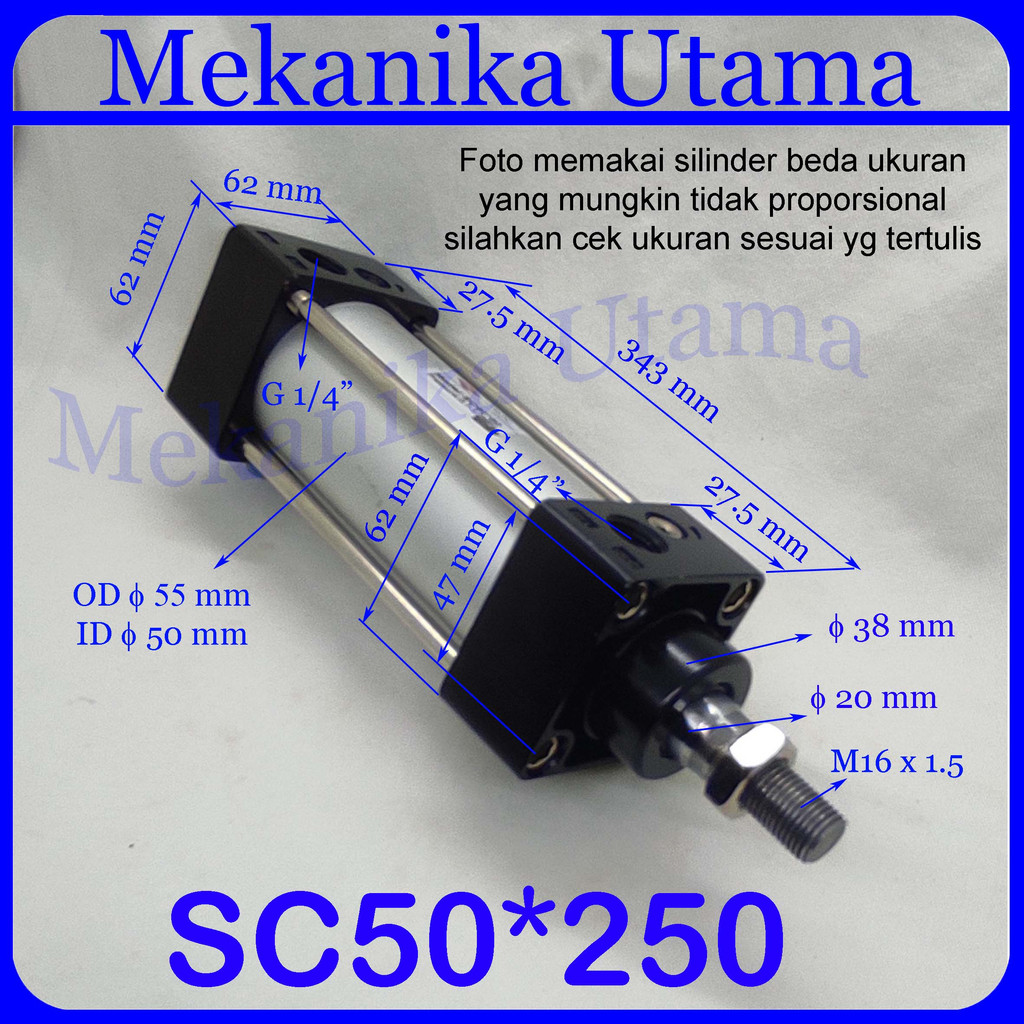 Jual Pneumatic Air Cylinder SC50-250 Silinder Udara SC50x250 | Shopee ...