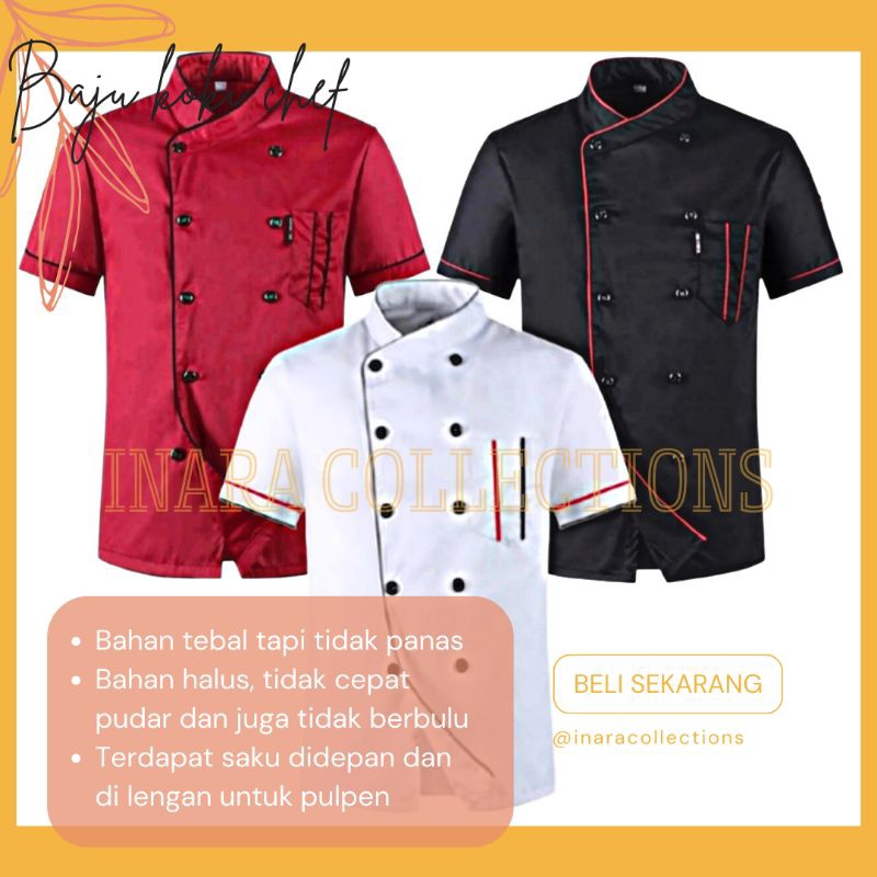 Jual Baju Seragam Koki jacket Chef lengan pendek untuk pria wanita ...