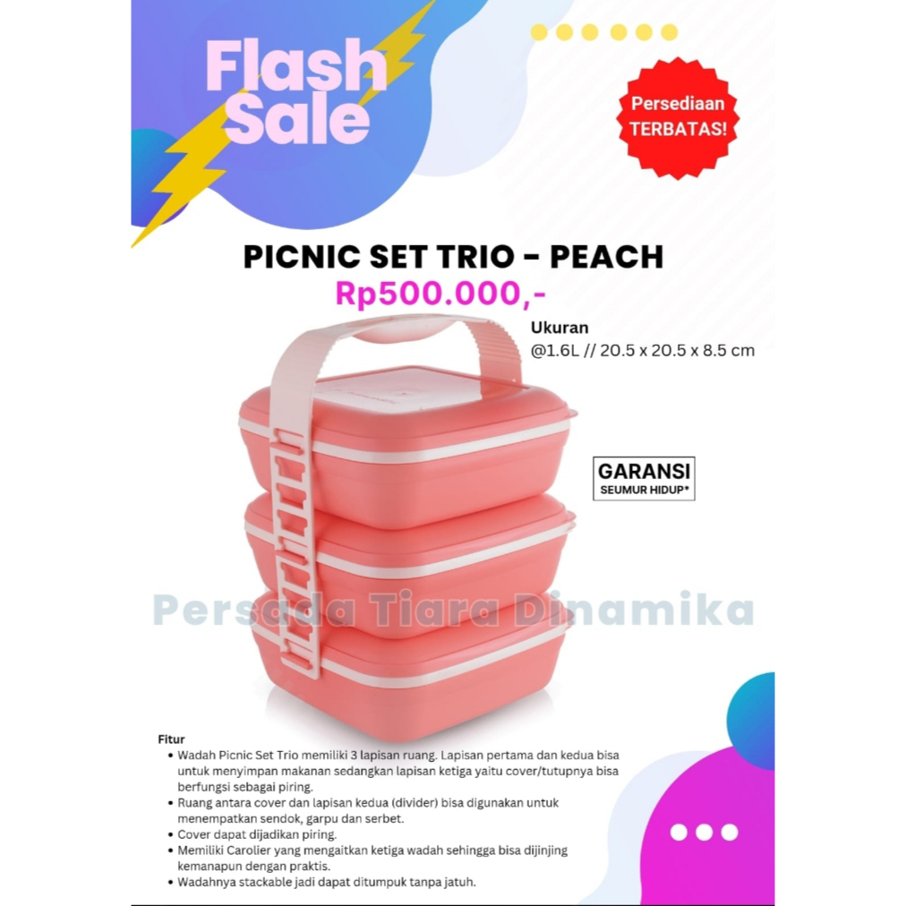 Jual TUPPERWARE PICNIC SET TRIO - PEACH - RANTANG SUSUN | Shopee Indonesia