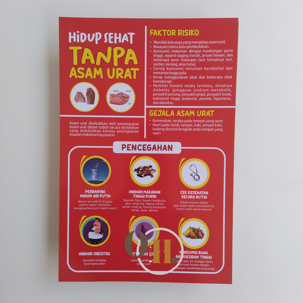 Jual Poster Sehat Tanpa Asam Urat - Poster Penyakit Asam Urat | Shopee ...