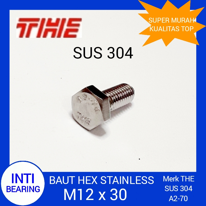 Jual BAUT HEX STAINLESS M12x30 MERK THE M12 x 30 SS SUS 304 HEX SOCKET ...