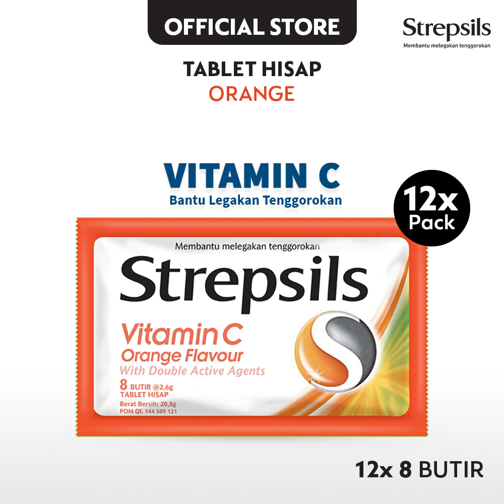 Jual Strepsils Vitamin C isi 8 butir x 12 Sachet - Permen Pelega ...