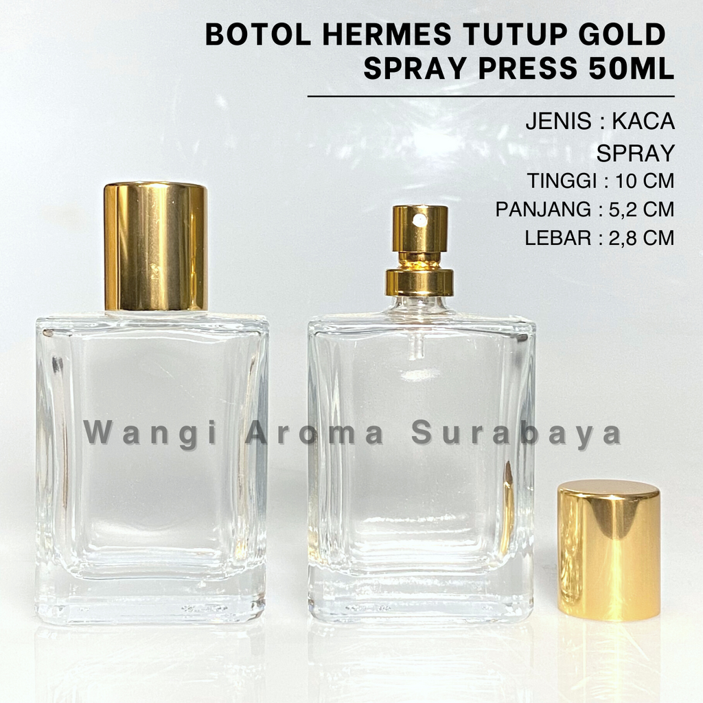 Jual Botol Hermes 50ML Spray Press Tutup Gold - Botol Parfum Hermes ... Jual Botol Hermes 50ML Spray Press Tutup Gold - Botol Parfum Hermes ...