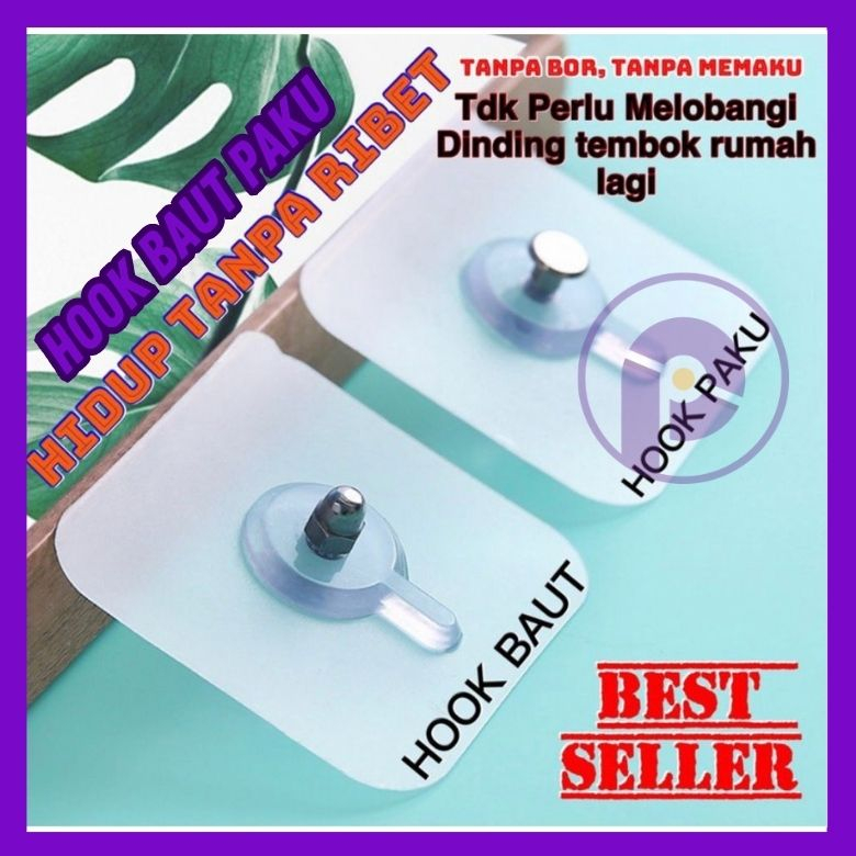 Jual TEMPELAN HOOK BAUT PAKU / TEMPELAN DINDING AJAIB BAUT GANTUNGAN ...