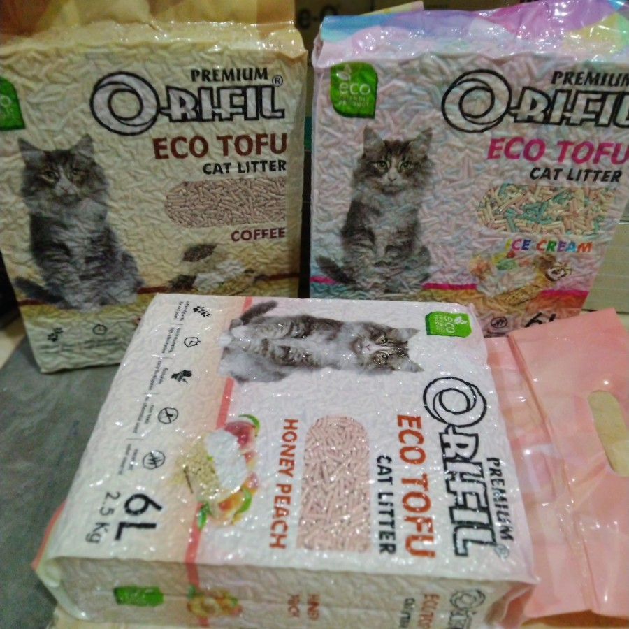 Jual Pasir kucing tofu orifil cat liter 6liter wangi gumpal | Shopee ...