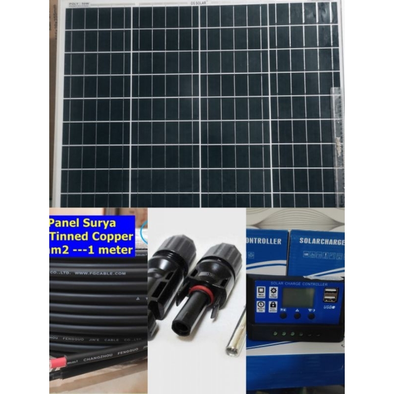 Jual Satu Set Panel Surya 50 Wp Solar Controler Conector dan Kabel ...
