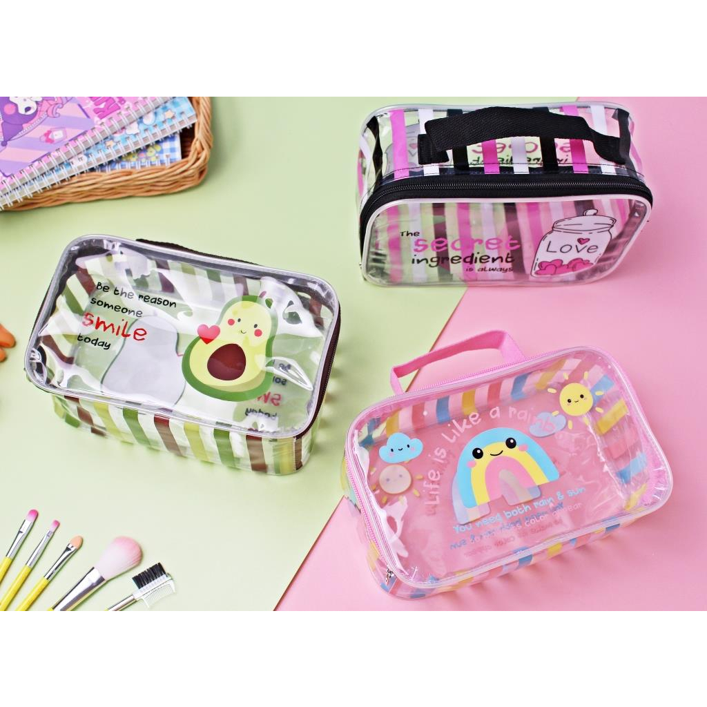 Jual Dompet Kosmetik Mika Transparan Warna Ukuran Besar Motif Tas Make ...