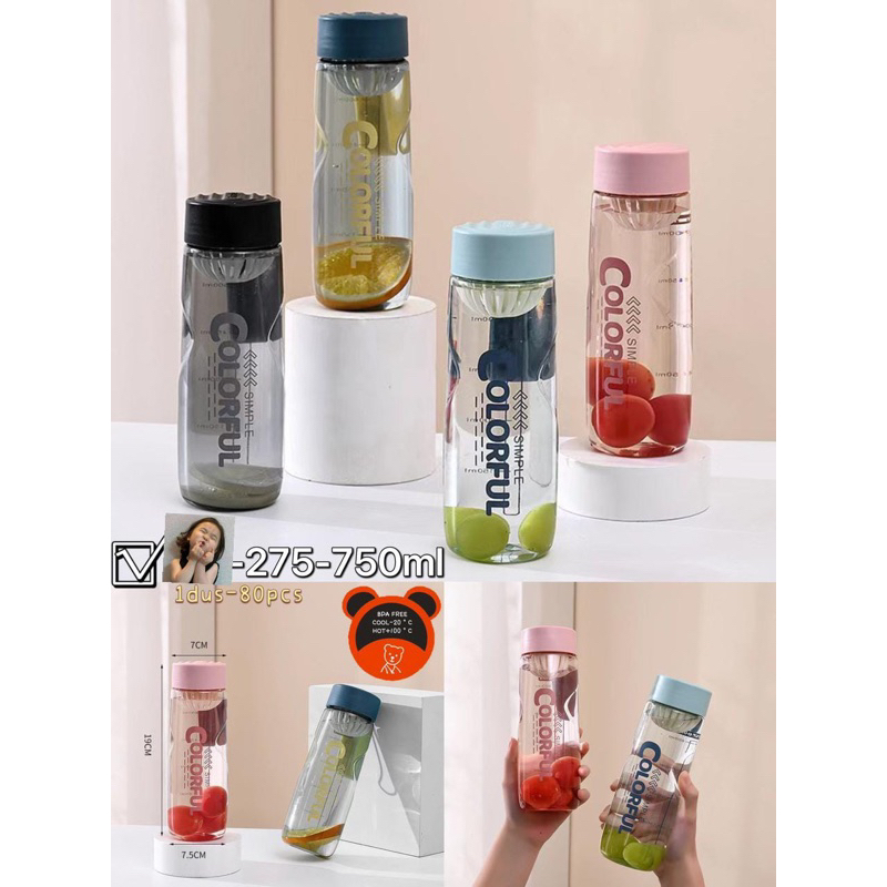 Jual Botol Minum Colorful 750ML Tumbler Infused Water Plastik My Bottle ...
