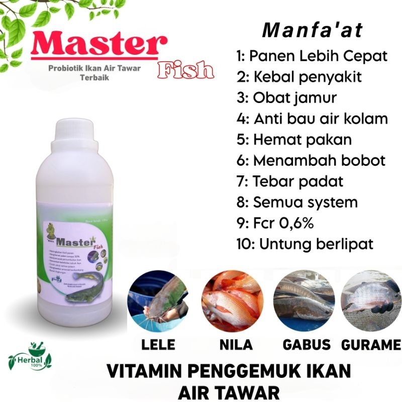 Jual PROBIOTIK IKAN AIR TAWAR MASTER FISH OBAT & VITAMIN PENGGEMUK IKAN LELE NILA GURAME GABUS ...