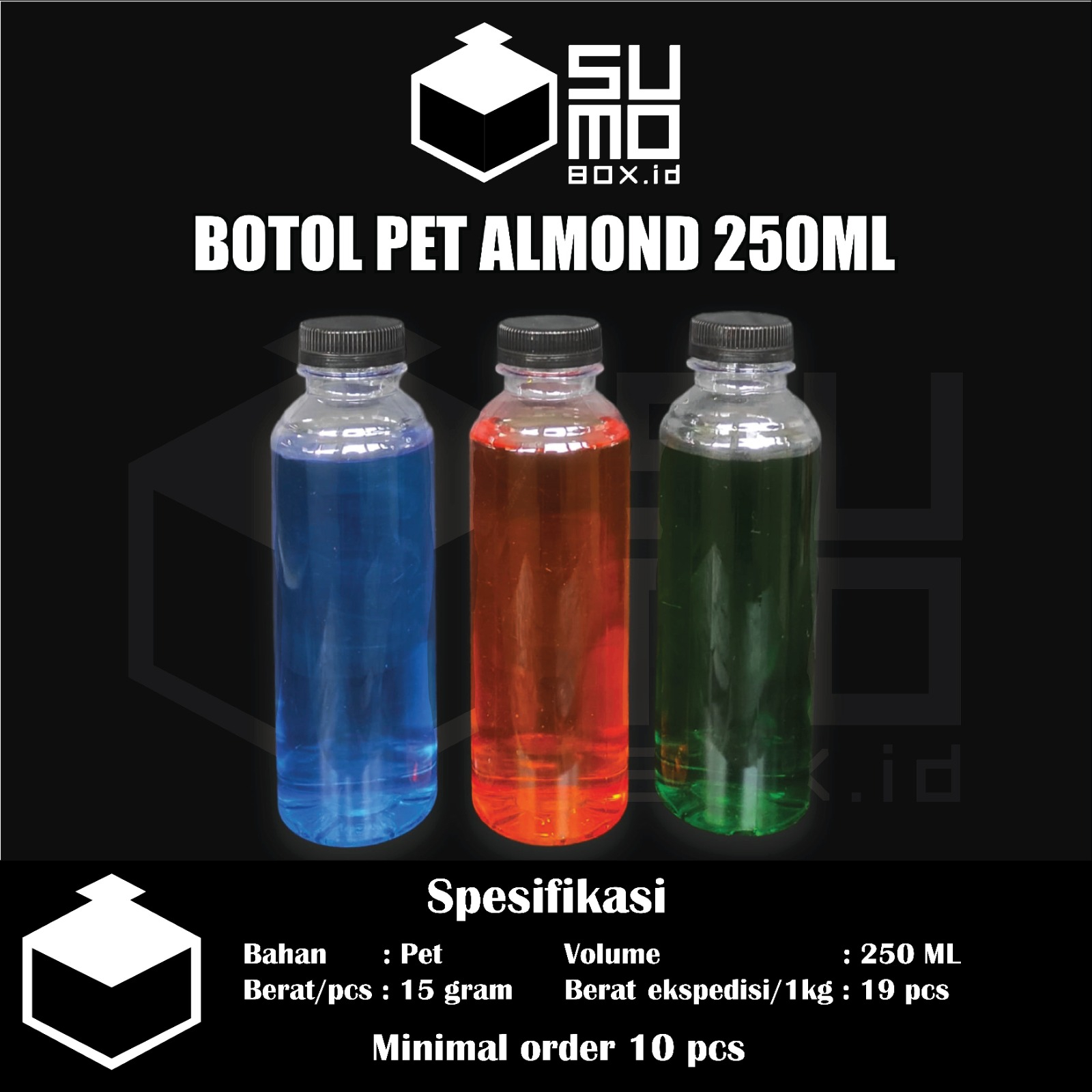 Jual Botol Plastik Almond 250ml 250 ml Short Neck Shortneck Bulat bahan PET Food Grade Bening ...