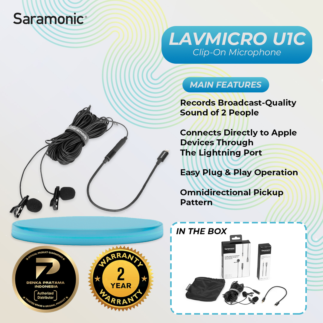Jual Saramonic LavMicro U1C Mic Lightning Dual Clip-On Microphone RESMI | Shopee Indonesia