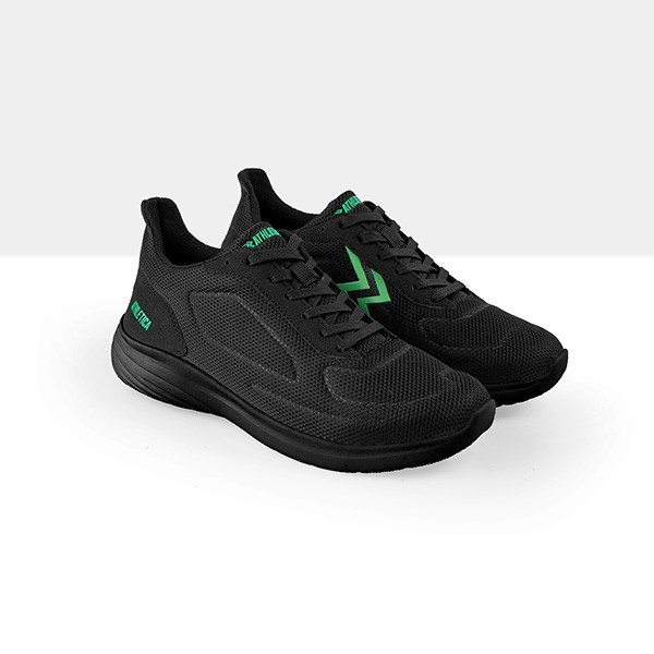 Jual Sepatu Sekolah Athletica Fortis Black Green Sepatu Running ...