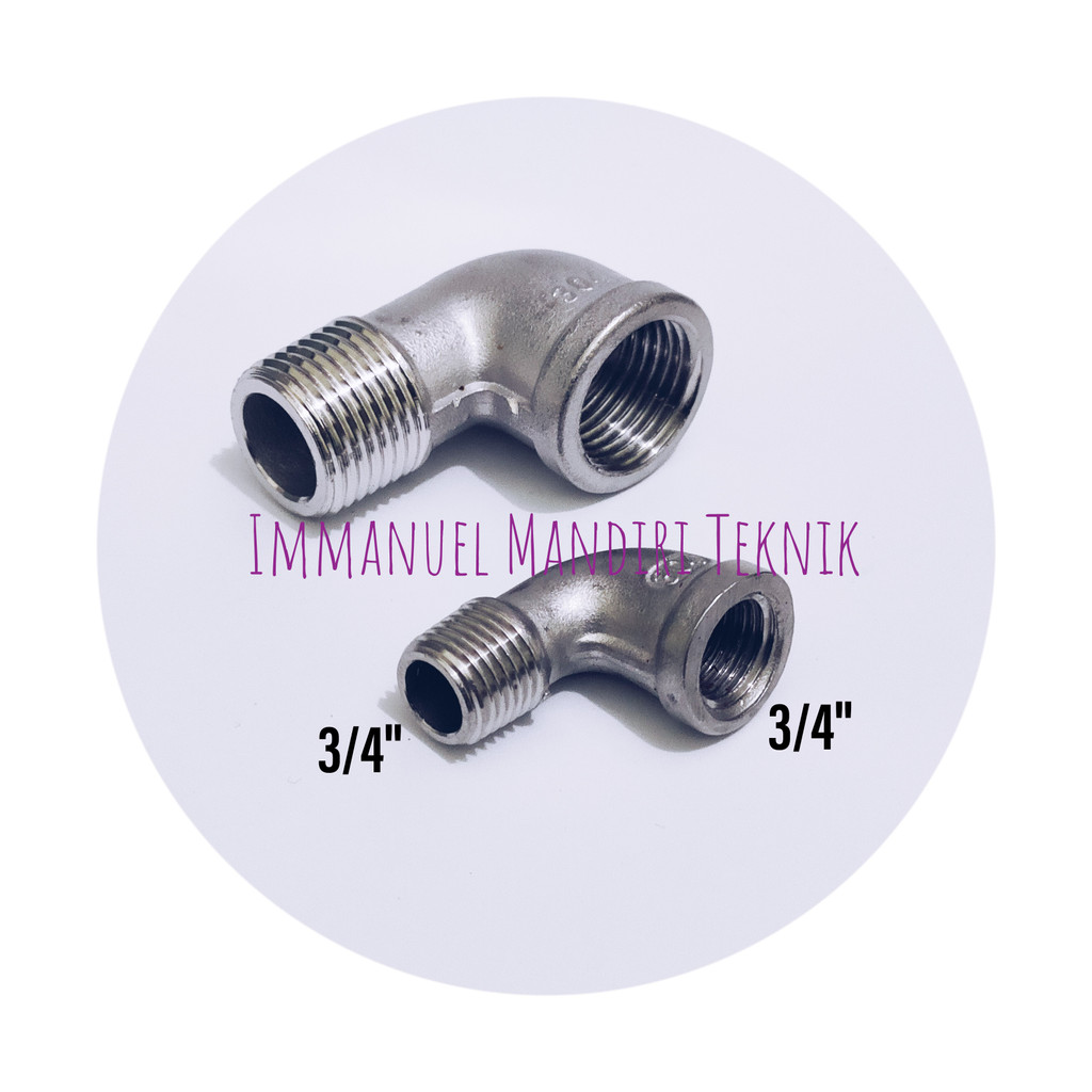 Jual Elbow drat luar dalam 3/4 stainless / Street elbow 3/4 ss304 | Shopee Indonesia