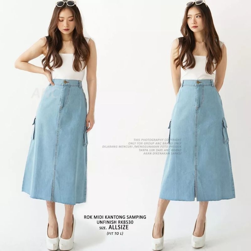 Jual Rok Jeans Korea - Rok Two Tone Skirt Jeans KOMBINASI Rok Payung ...