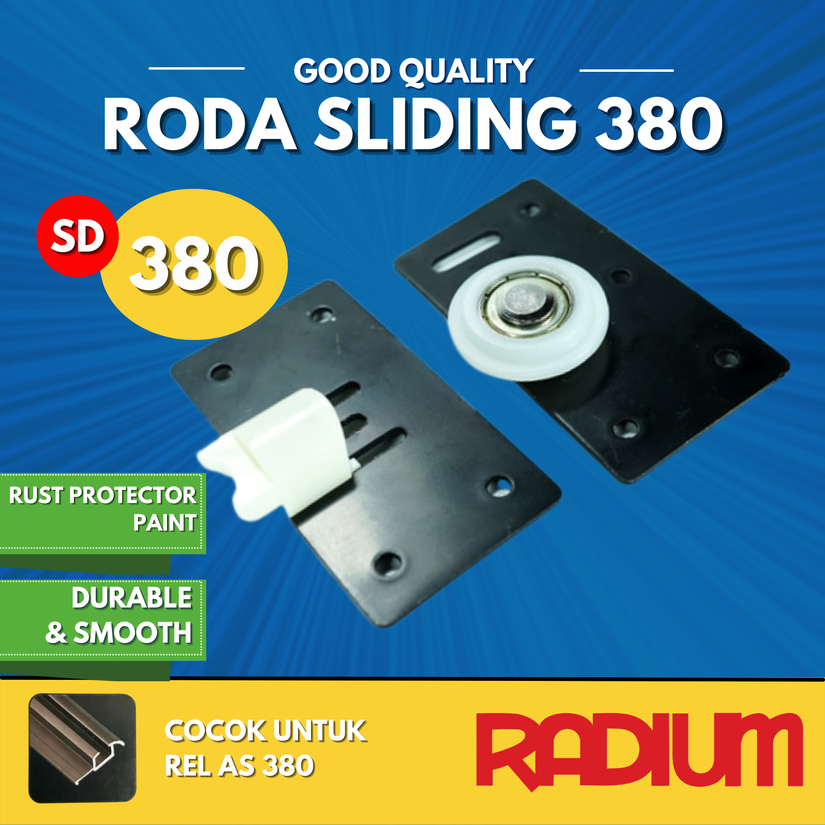 Jual Roda sliding SD 380 Pintu Lemari Geser AS Alumunium Sleding Rel ...