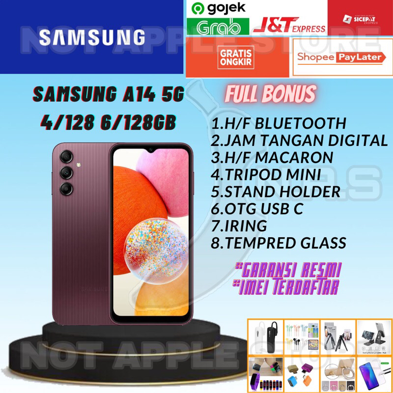 Jual SAMSUNG A14 5G RAM 4/128GB 6/128GB NEW BARU GARANSI RESMI | Shopee ...