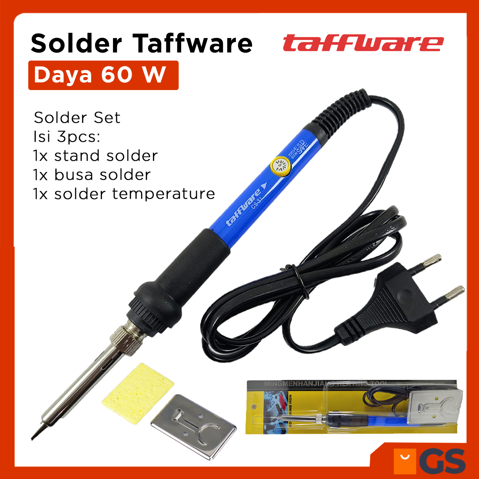 Jual Solder 60w CS31 Temperatur Control + Stand Busa Solder Taffware ...
