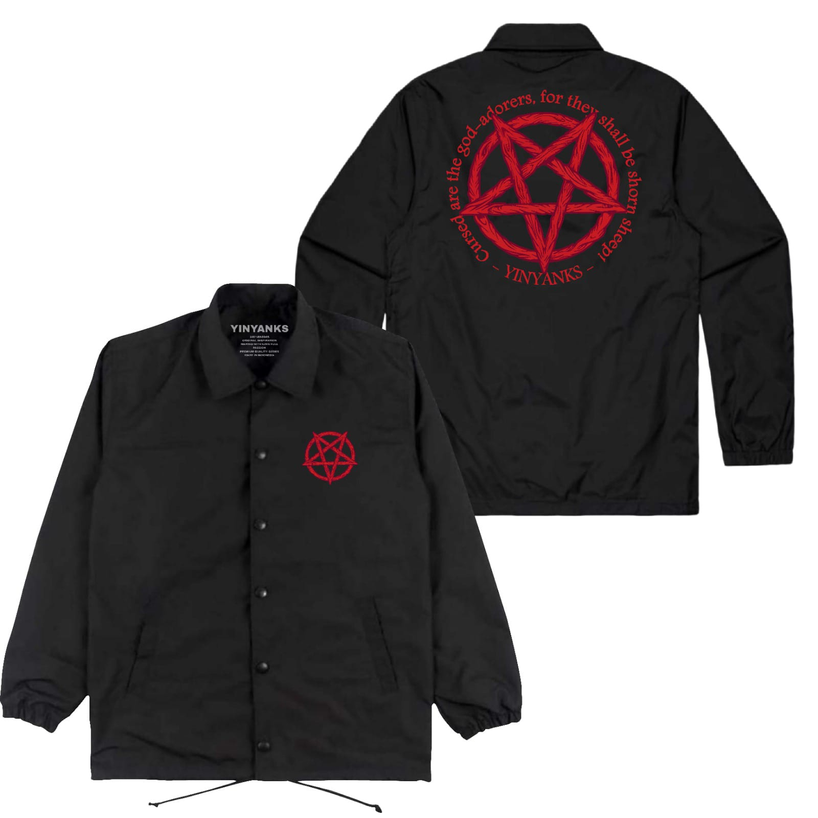 Jual Yinyanks Coach Jacket Satanic Cursed Unisex Hitam | Shopee Indonesia