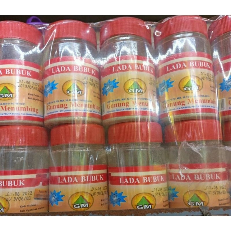 Jual Lada Bubuk Cap Gunung Menumbing 1 pack Isi 12 botol (45gr ...