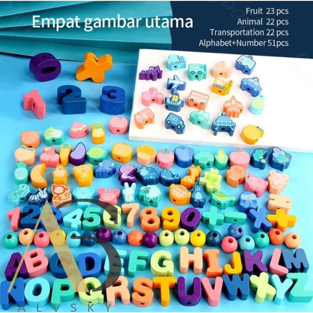 Jual MAINAN EDUKASI ANAK KAYU 3D BLOK BANGUNAN MERONCE MOTIF HURUF ...