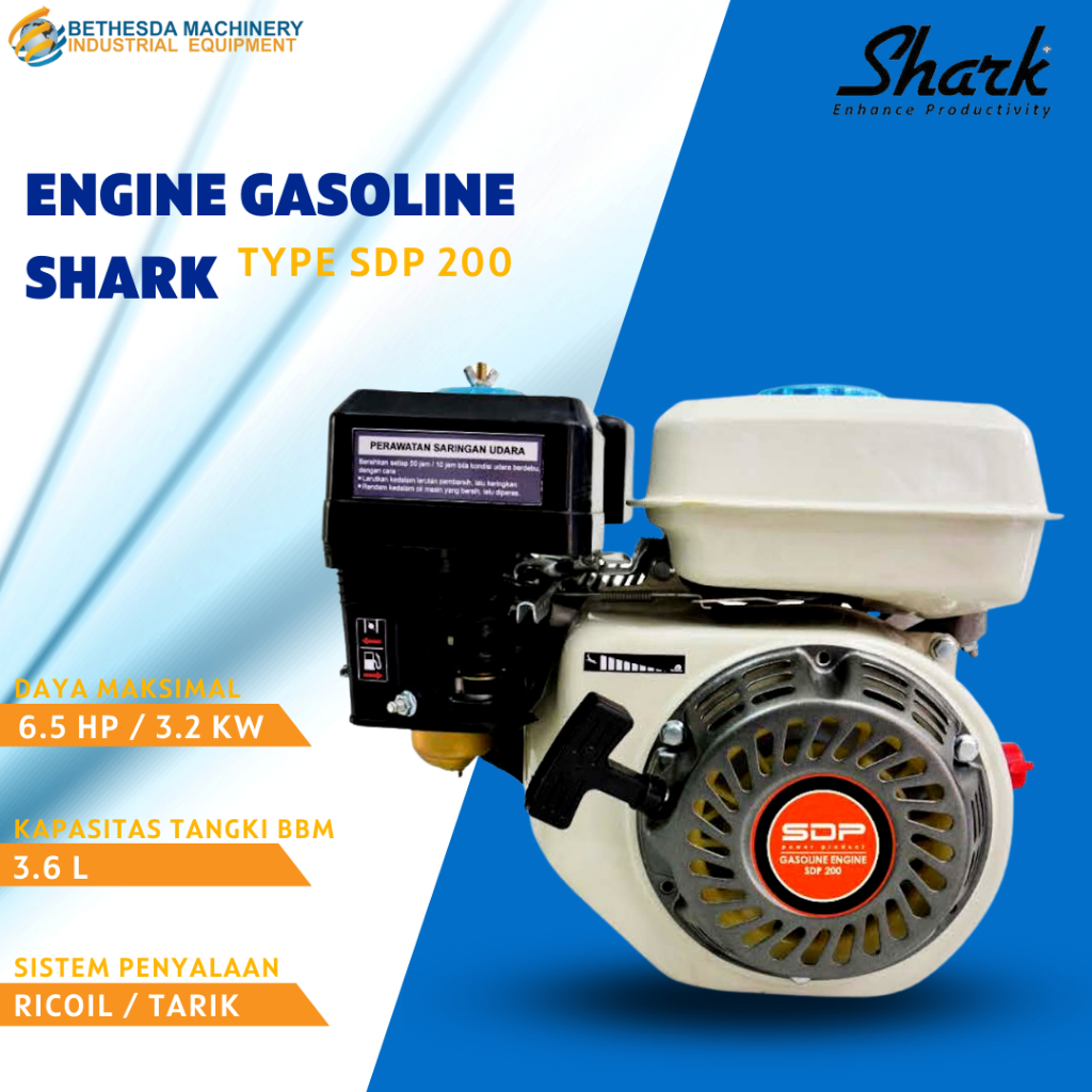 Jual Mesin Penggerak 6,5HP Shark SDP 200 - Engine Gasoline 6,5 PK | Shopee Indonesia