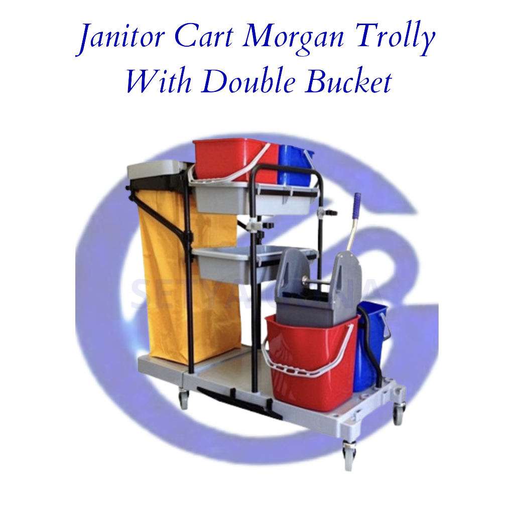 Jual Janitor Cart Morgan Trolley With Double Bucket | Shopee Indonesia