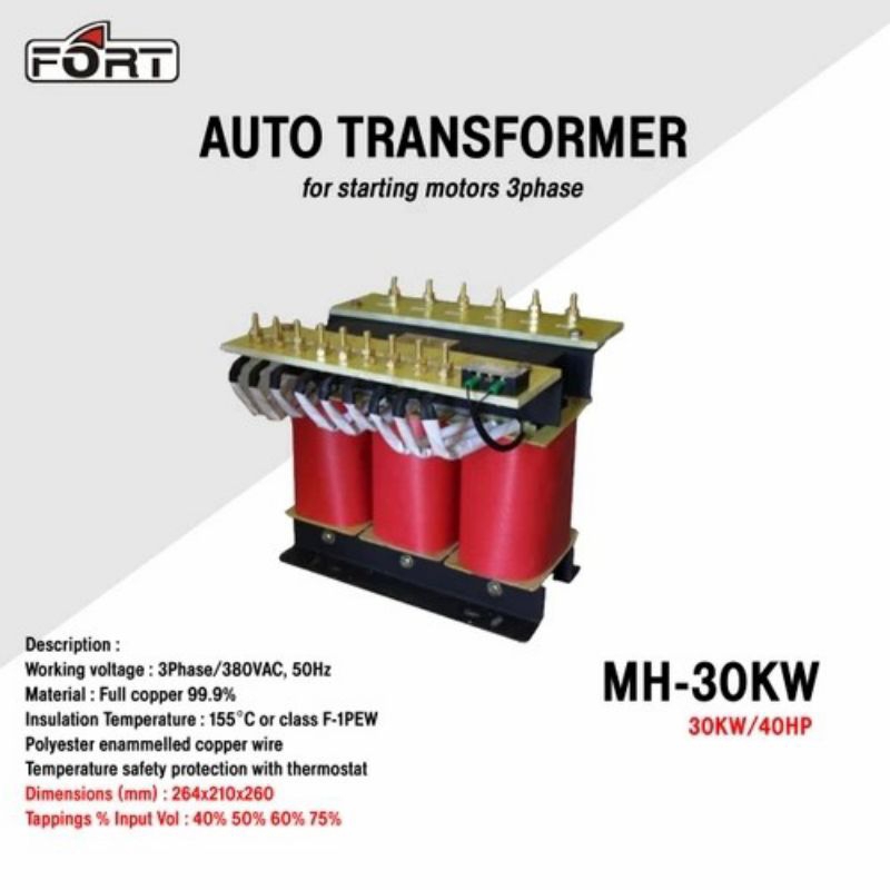 Jual Fort Auto Transformer MH-30KW 40Hp 3 Phase 50Hz Full Copper ...