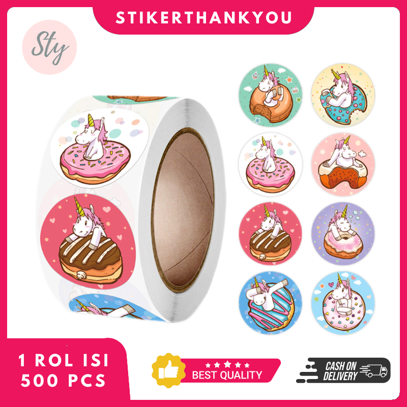 Jual 1 Rol Stiker Label Makanan Lucu Kue Roti Donat 2,5CM 500 PCS Anti ...