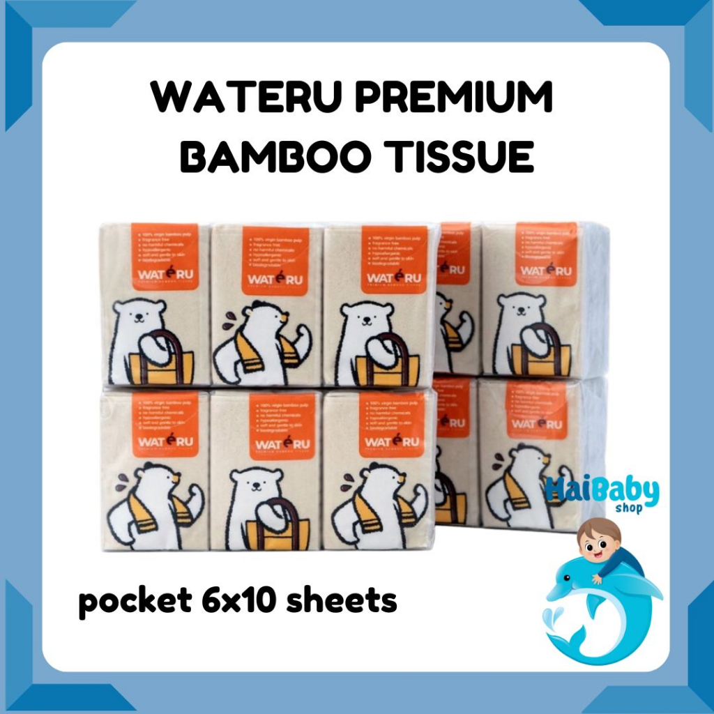 Jual Wateru Premium Bamboo Tissue / Tisu Bambu - Pocket 6x10sheets (1 ...
